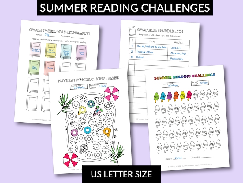 Summer Reading Challenge Kids Reading Tracker Kids Reading Log Reading ...