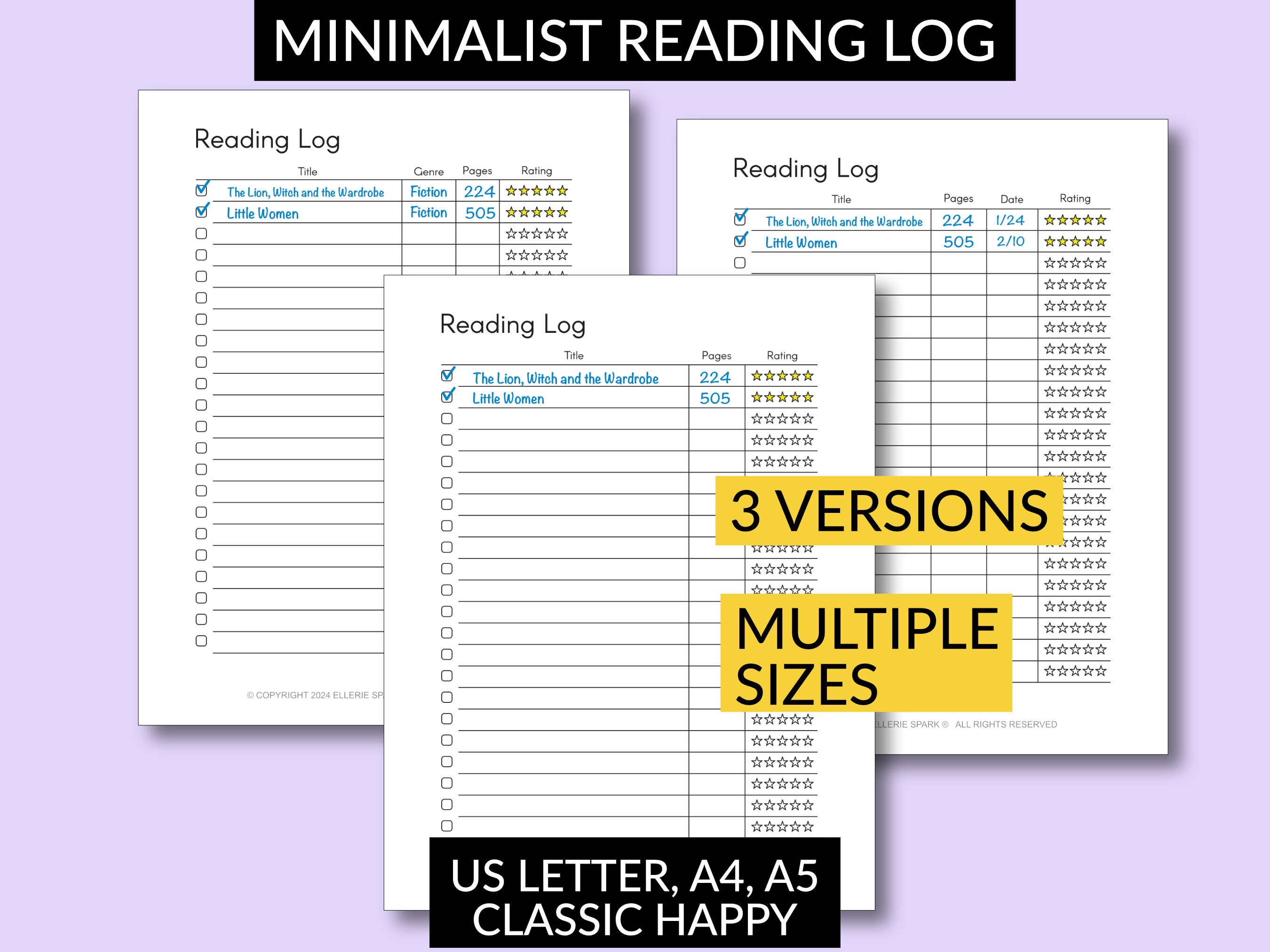 Minimalist Reading Log | Book Log | Books to Read | Books I've Read ...