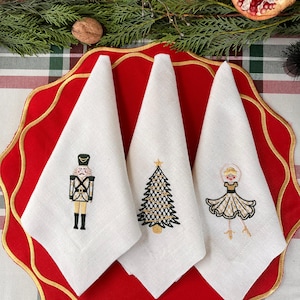 Nutcracker Ballerina and Christmas Tree Linen Napkins - Exquisite ...