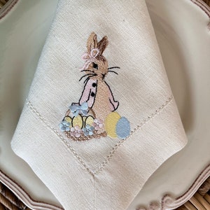 Peter Rabbit Easter Napkins - Embroidered Linen Napkins -easter ...