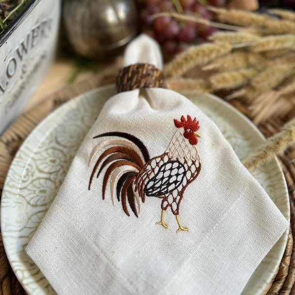 Embroidered Rooster - Etsy