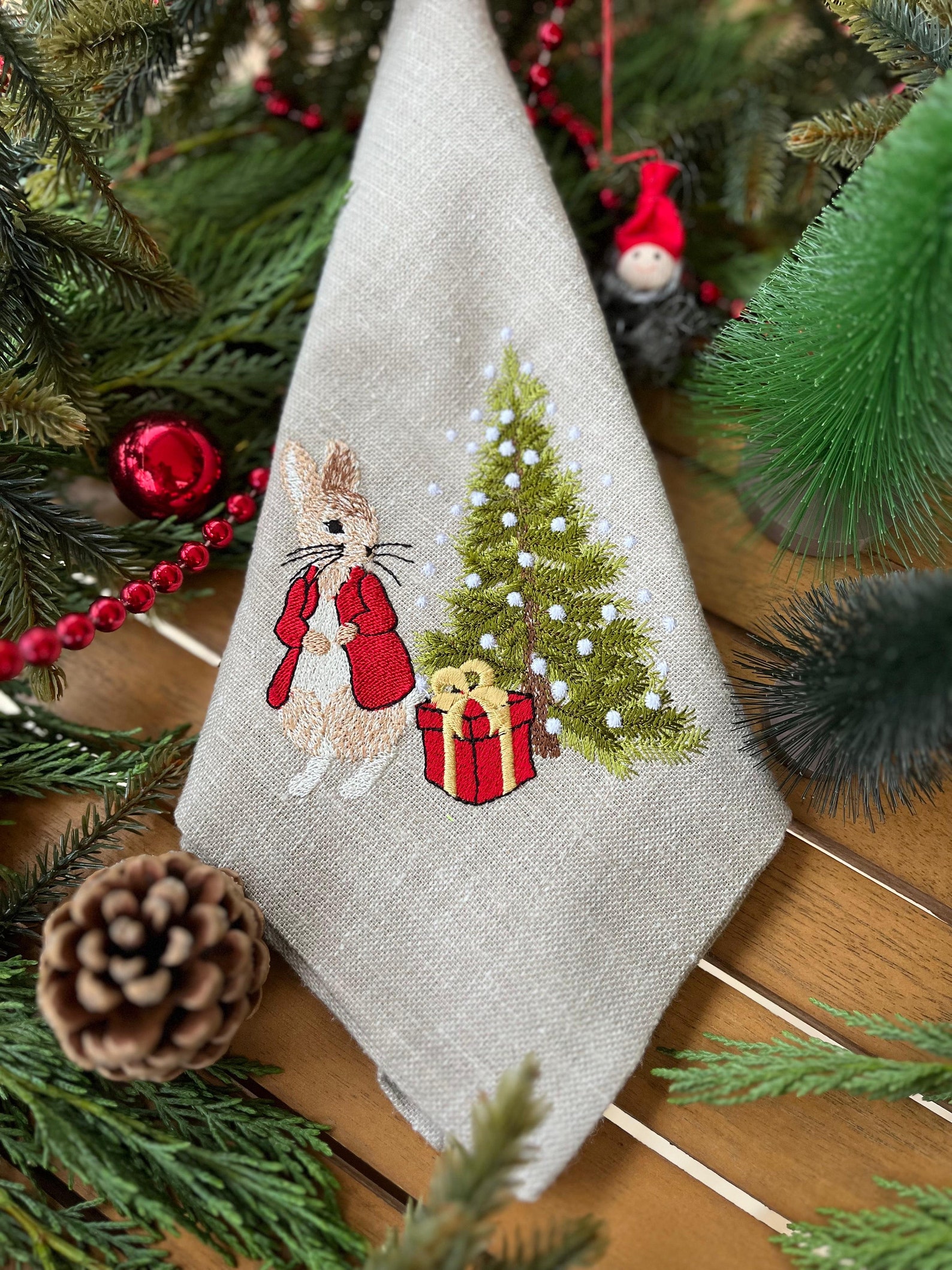 Enchanting Peter Rabbit Embroidered Linen Napkin for a Magical ...