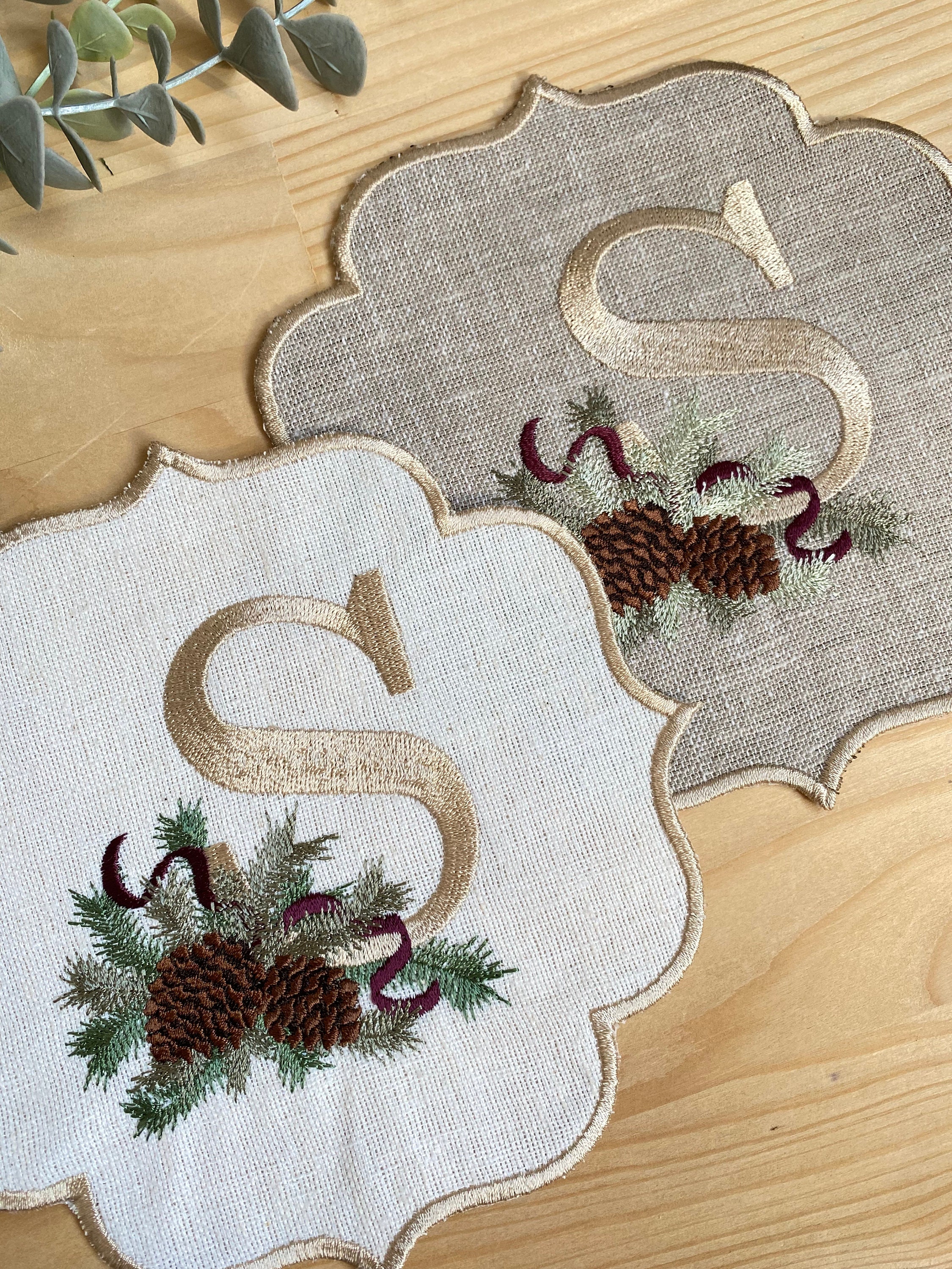 Personalized Cocktail Napkins - Embroidered Pine and Initial - Perfect ...