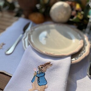 Peter Rabbit Easter Napkins Embroidered Linen Napkins easter Tablescape ...