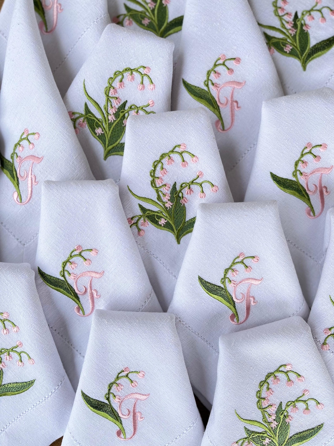 Lily of the Valley Linen Napkins | Personalized Linen Napkins ...