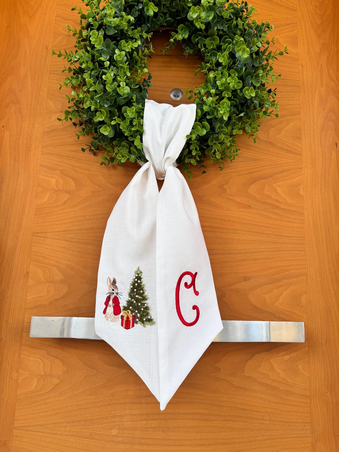 Peter Rabbit Embroidered Christmas Wreath Sash | Outdoor Fabric ...