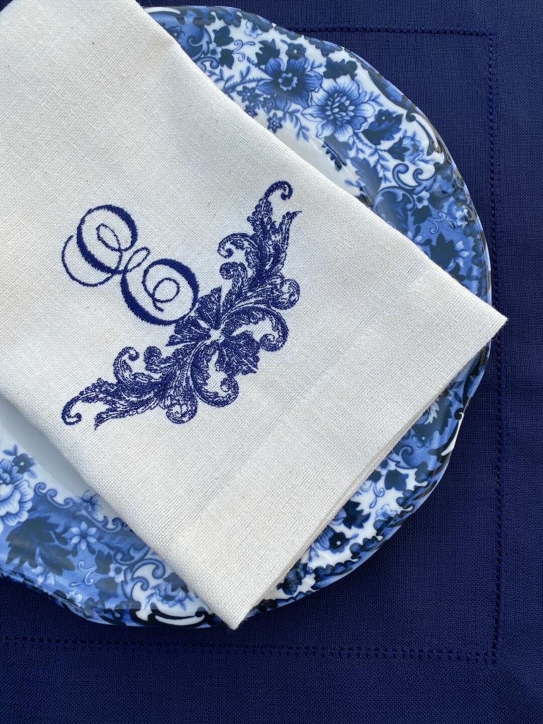 Embroidered Linen Napkin | Personalized Linen Napkins | Monogrammed ...