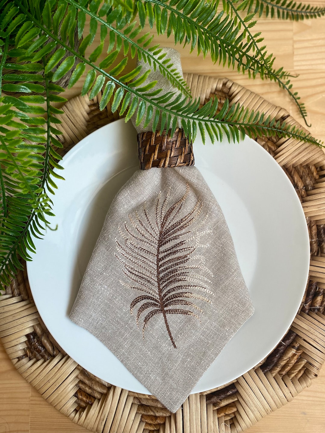 Palm Leaf Linen Napkins | Dinner Napkins | Party Napkins | Tropical ...