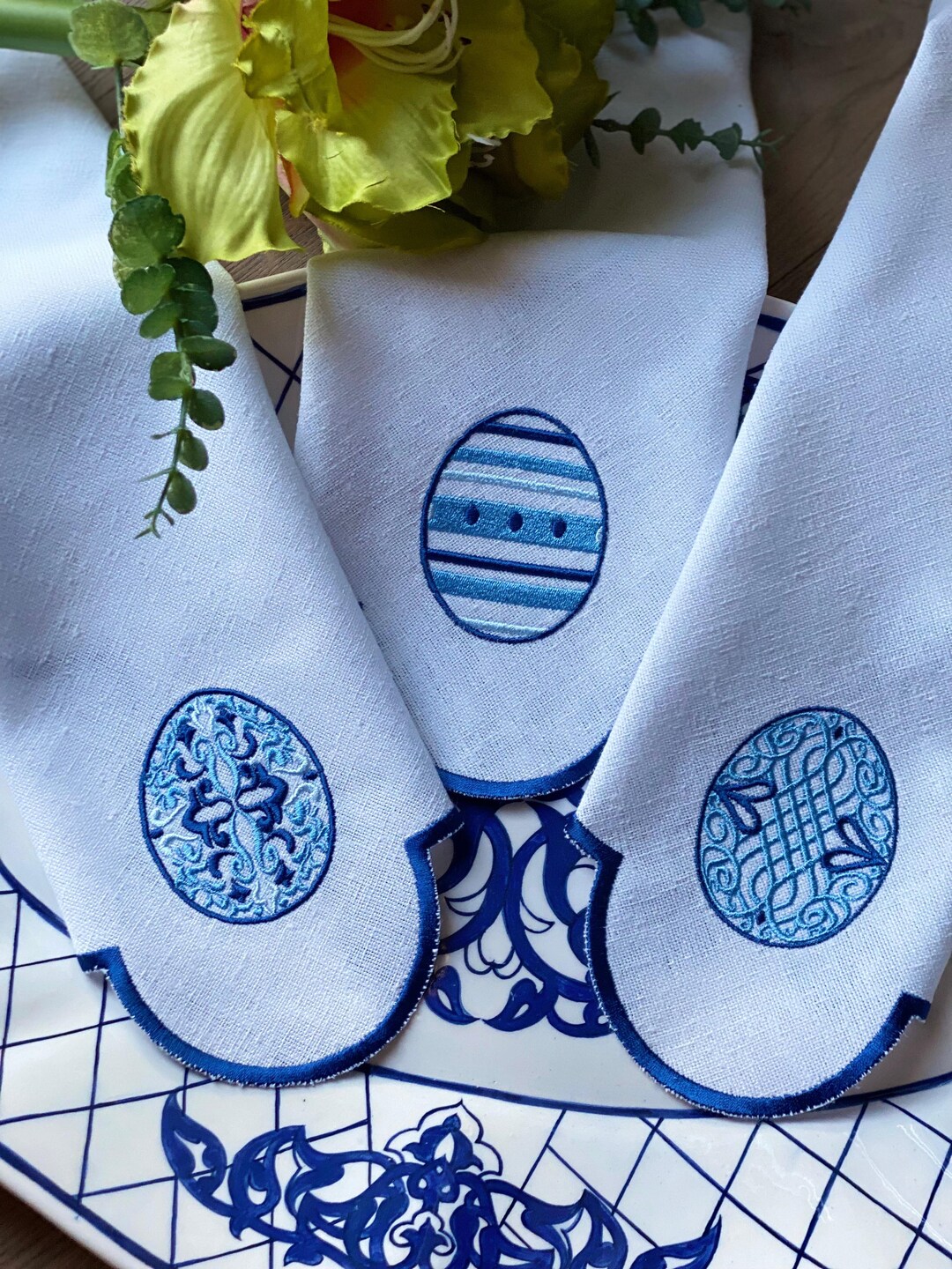 Easter Linen Napkins - Easter Embroidered Dinner Napkins-party Napkins ...