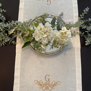 Monogrammed Table Runner | Wedding Gift | Linen Table Runner - Etsy