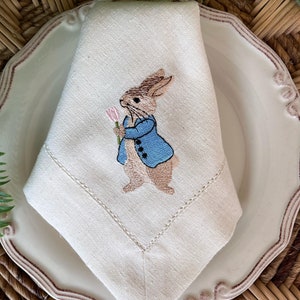 Peter Rabbit Easter Napkins - Embroidered Linen Napkins -easter ...