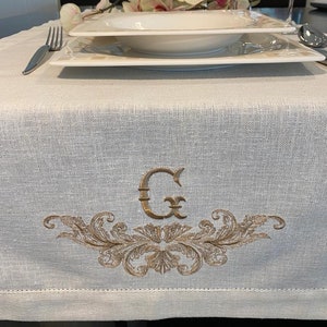 Monogrammed Table Runner | Wedding Gift | Linen Table Runner - Etsy
