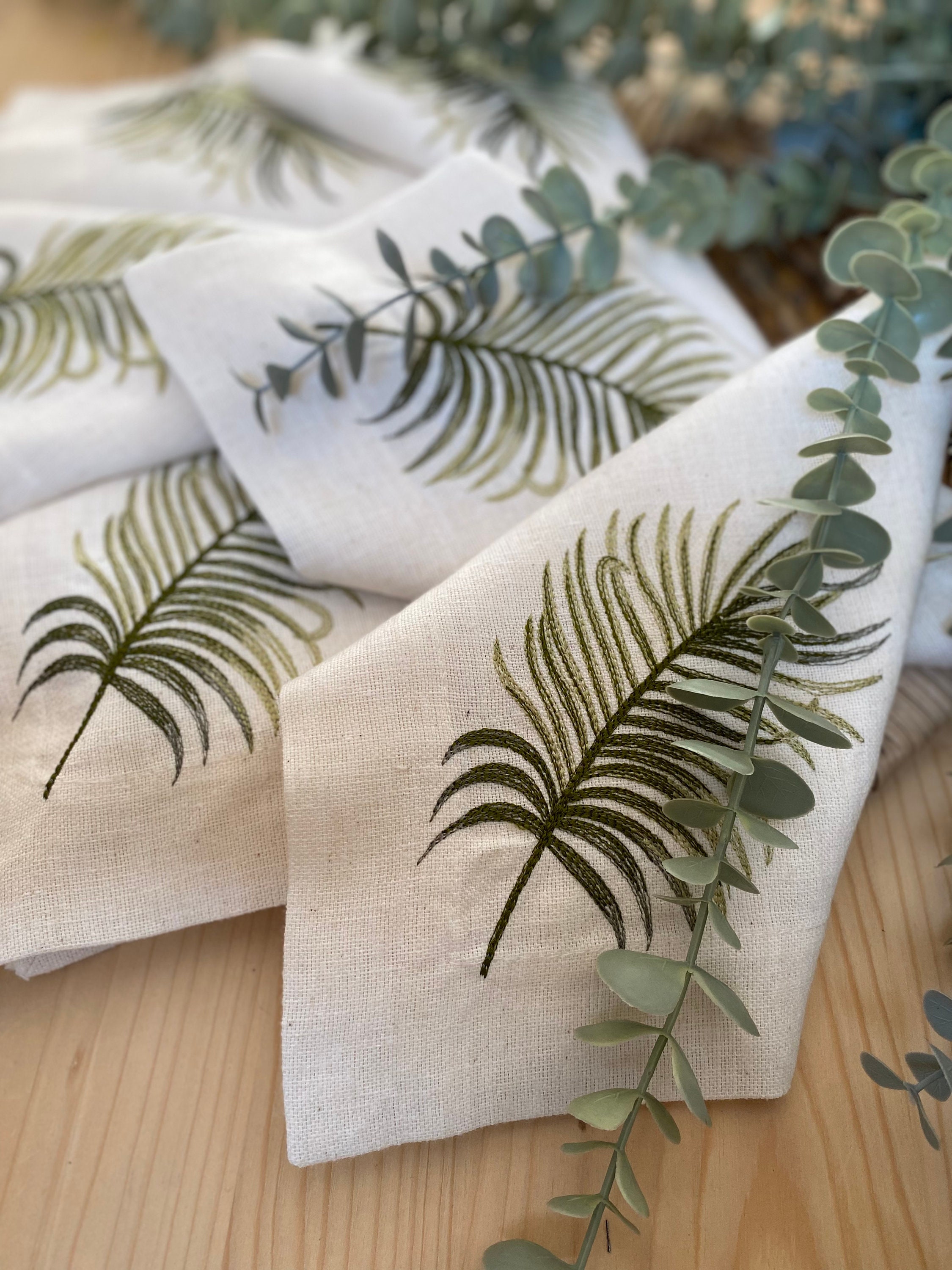 Palm Leaf Linen Napkins | Dinner Napkins | Party Napkins | Tropical ...