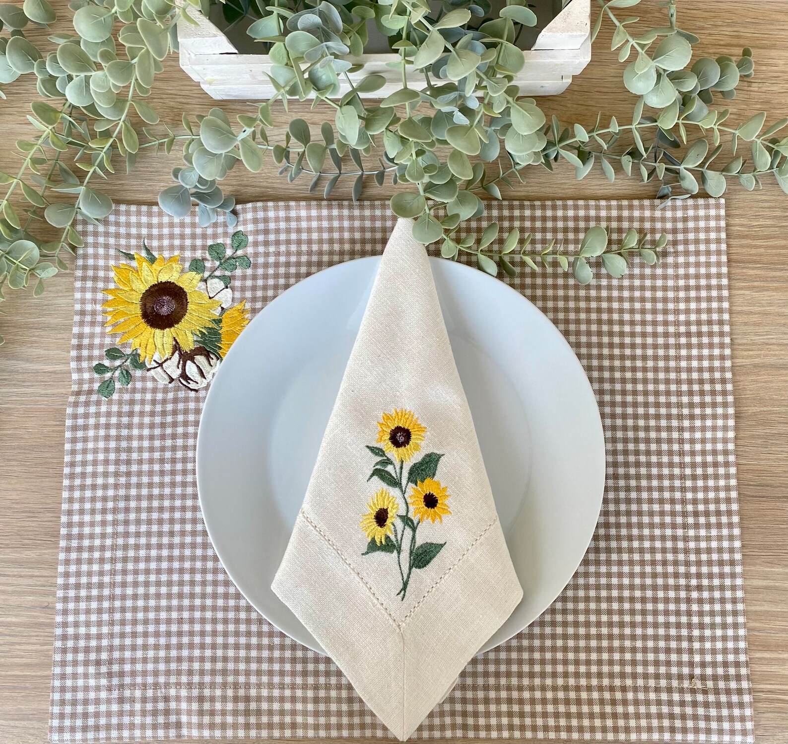 Sunflower Linen Napkins | Backyard Wedding | Dinner Napkins ...