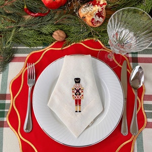 Nutcracker Linen Napkins - Christmas Linen Napkin-exquisite Embroidered ...