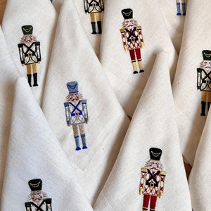 Nutcracker Linen Napkins - Christmas Linen Napkin-exquisite Embroidered ...