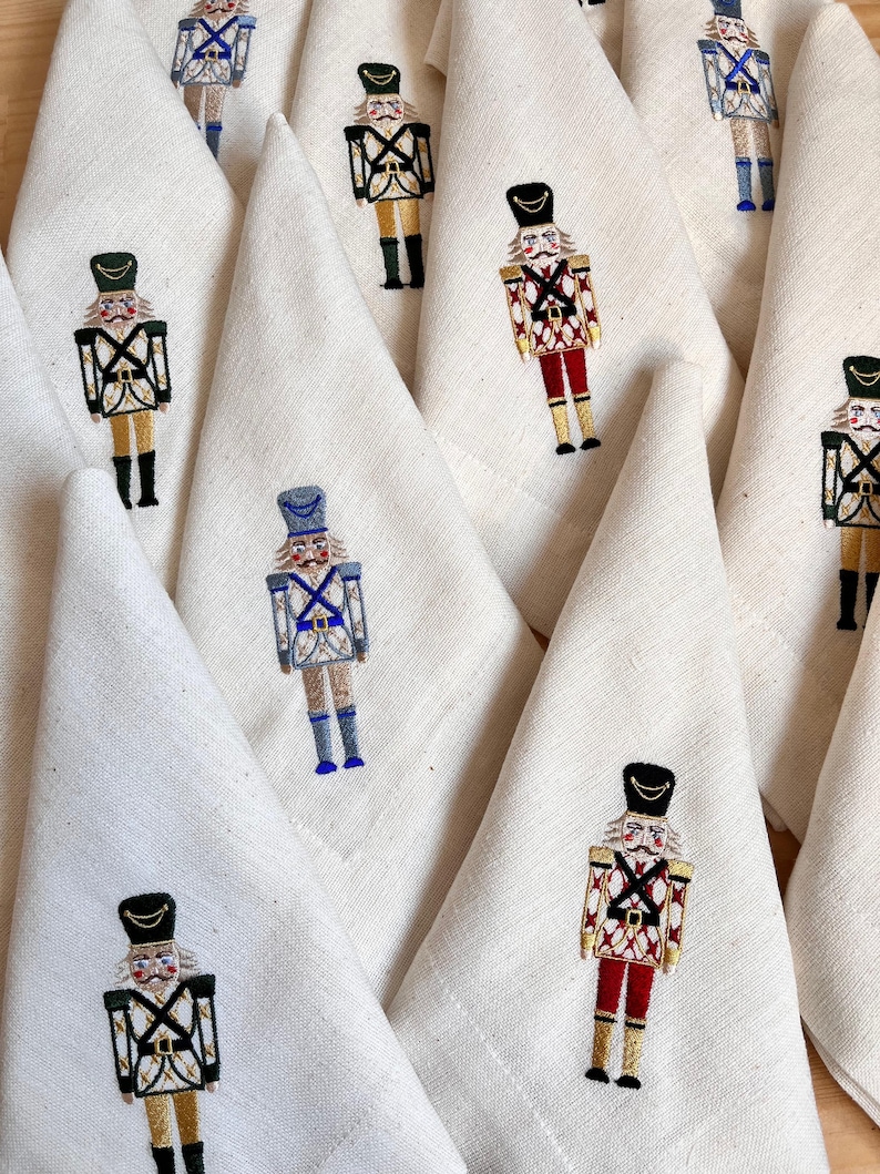 Nutcracker Linen Napkins - Christmas Linen Napkin-exquisite Embroidered ...