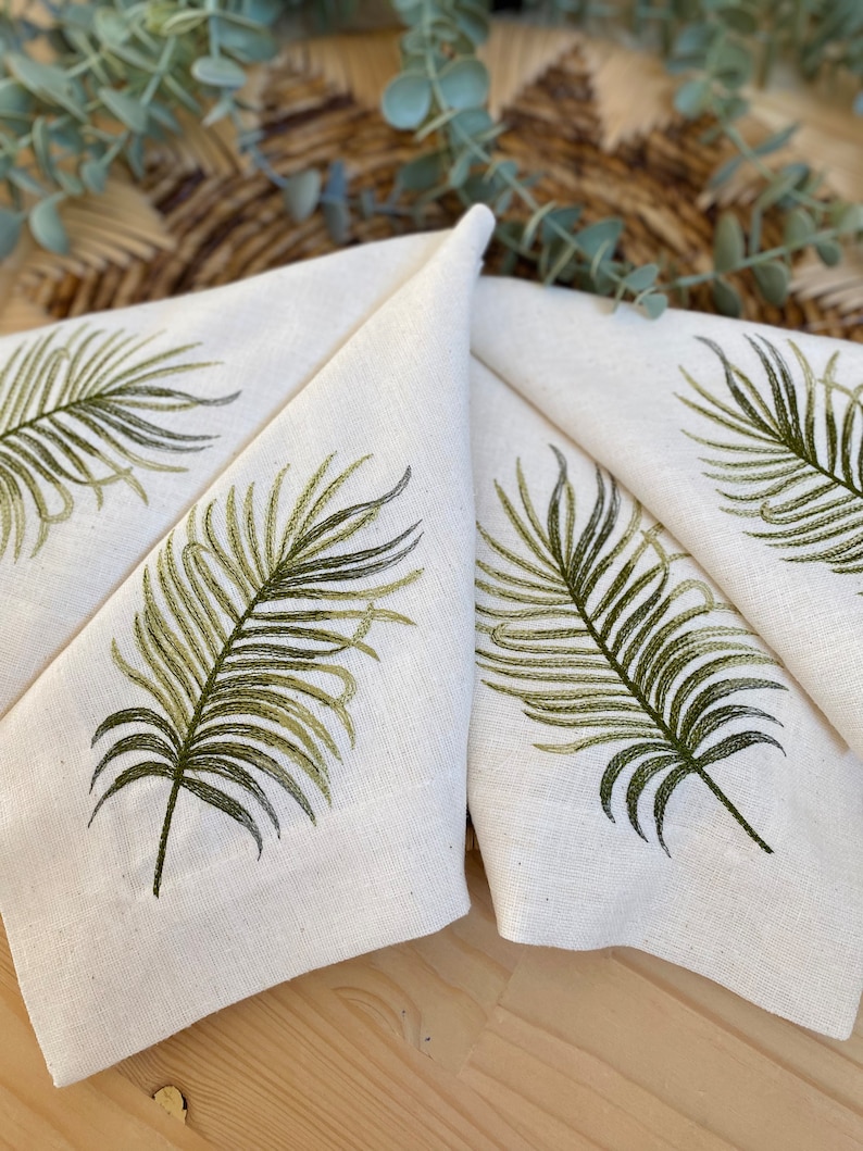 Palm Leaf Linen Napkins | Dinner Napkins | Party Napkins | Tropical ...