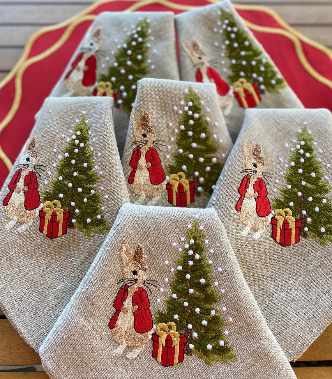 Enchanting Peter Rabbit Embroidered Linen Napkin for a Magical ...
