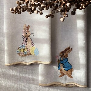 Peter Rabbit Easter Napkins Embroidered Linen Napkins easter Tablescape ...