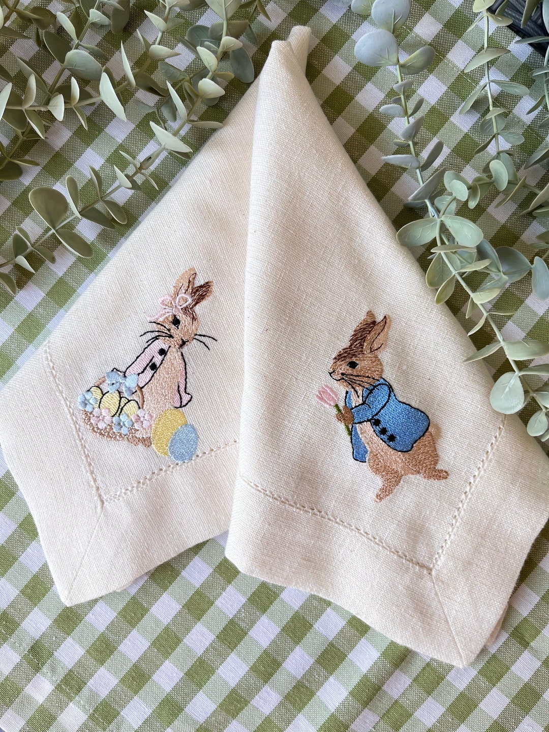 Peter Rabbit Easter Napkins - Embroidered Linen Napkins -easter ...