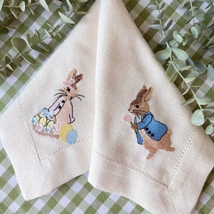 Peter Rabbit Easter Napkins - Embroidered Linen Napkins -easter ...