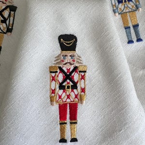 Nutcracker Embroidered Dinner Napkins - Christmas Table Decor Linen ...
