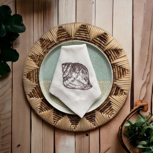 Shell Embroidered Linen Napkins | Party Linen Napkins | Dinner Napkins ...