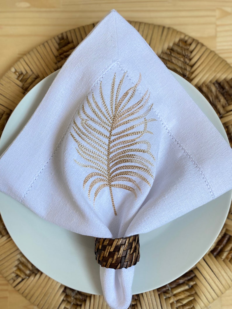 Palm Leaf Linen Napkins | Dinner Napkins | Party Napkins | Tropical ...