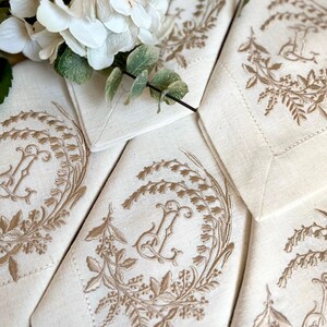 Personalized Linen Napkins | Lily-of-the-valley | Wedding Napkins ...