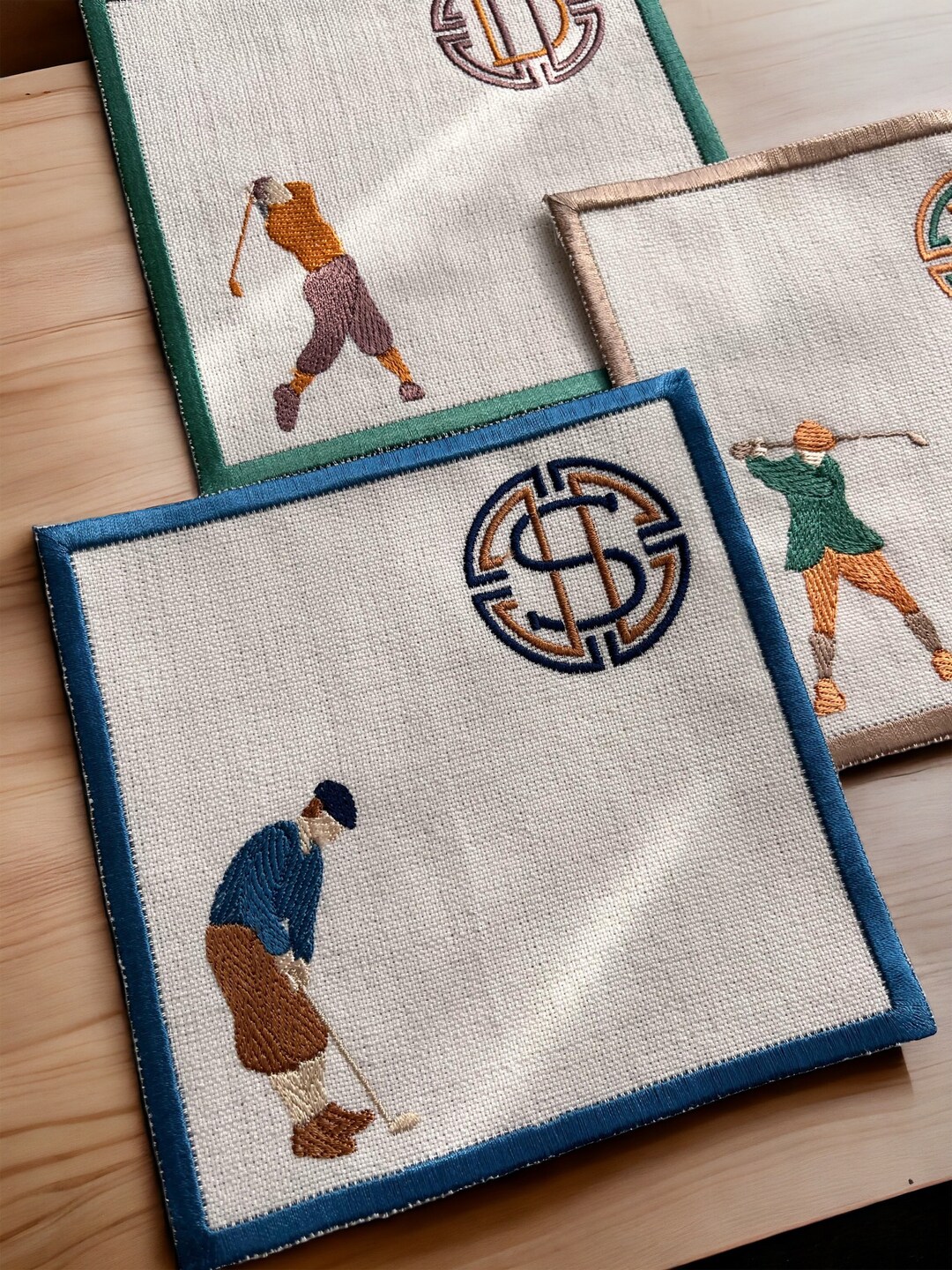 Custom Embroidered Golf Cocktail Napkins - Set of 6-12, Personalized ...