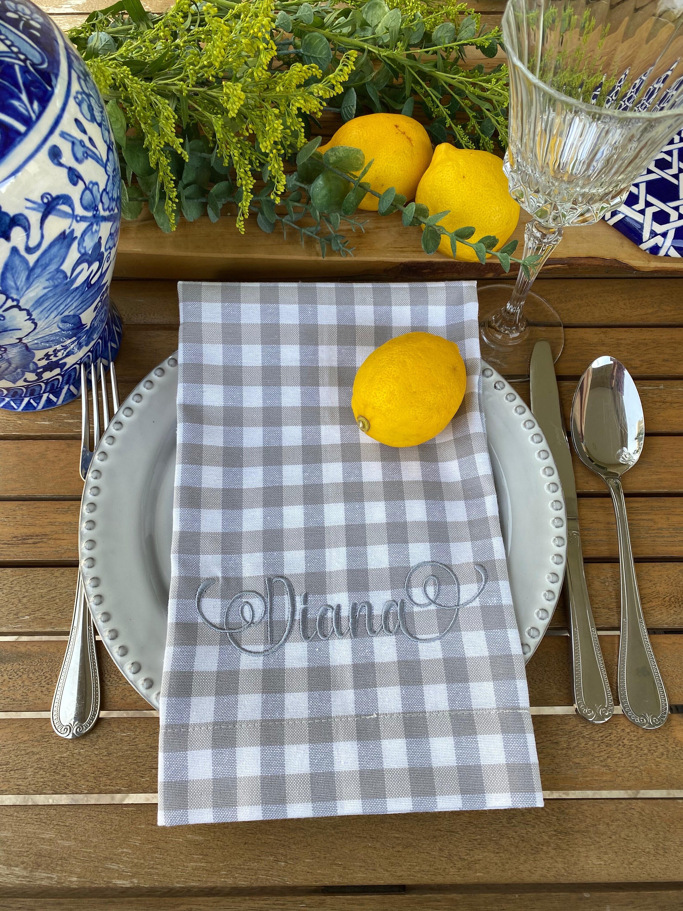 Personalized Embroidered Linen Napkins – Custom Wedding Napkins ...