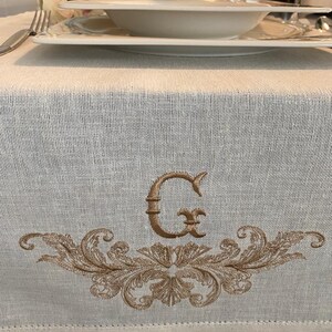 Monogrammed Table Runner | Wedding Gift | Linen Table Runner - Etsy