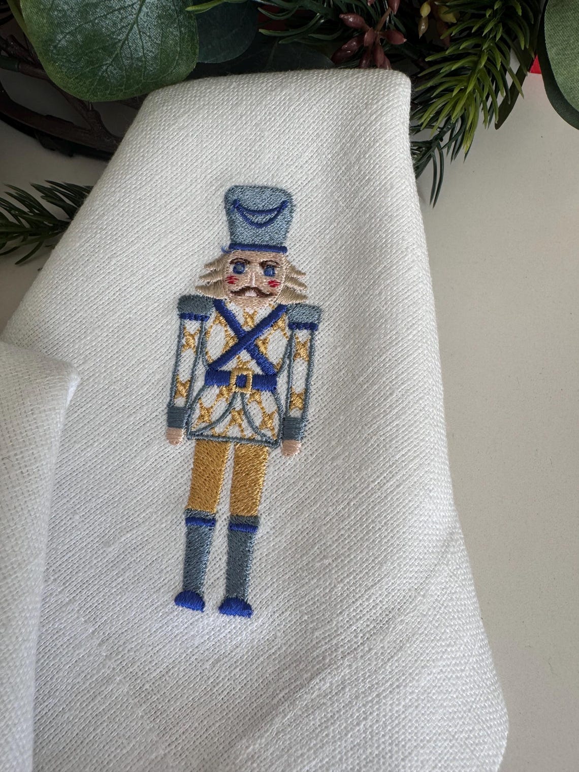 Nutcracker Embroidered Dinner Napkins - Christmas Table Decor Linen ...