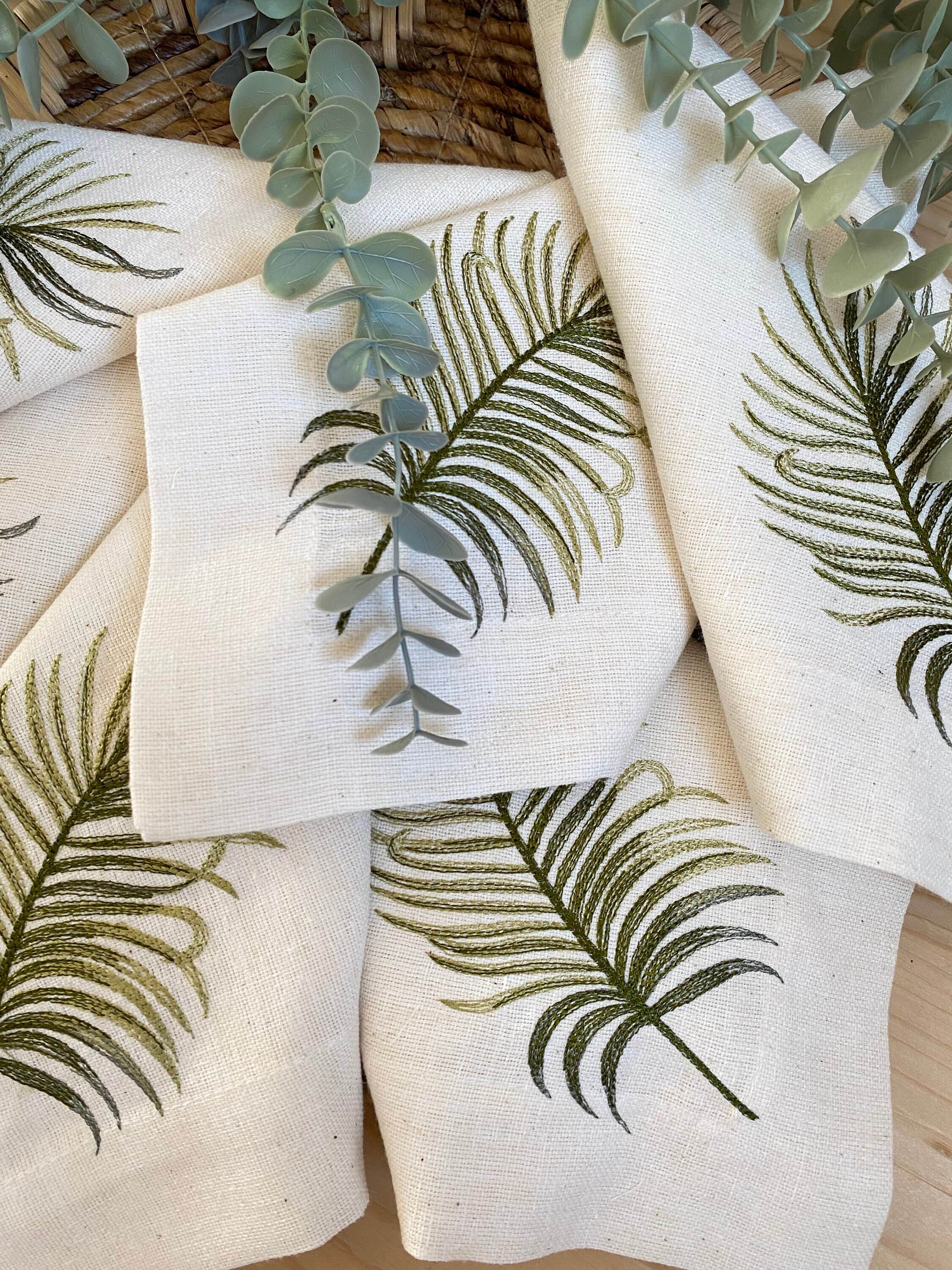 Palm Leaf Linen Napkins | Dinner Napkins | Party Napkins | Tropical ...