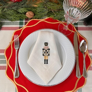 Nutcracker Linen Napkins - Christmas Linen Napkin-exquisite Embroidered ...