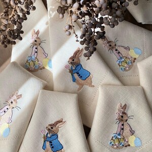 Peter Rabbit Easter Napkins - Embroidered Linen Napkins -easter ...