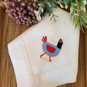 Ebroidered Chicken Cotton Napkins Boho Chicken Table Linen Sets ...