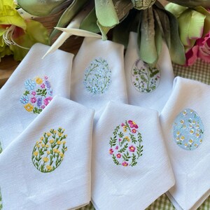 Easter Linen Napkin Set With Floral Embroidery - 6 Designs, Easter ...
