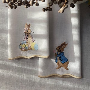 Peter Rabbit Easter Napkins Embroidered Linen Napkins easter Tablescape ...