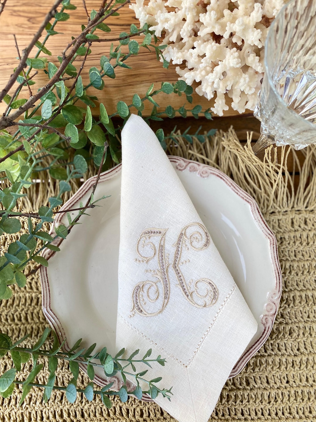 Personalized Embroidered Linen Napkins - Custom Monogram Initials ...