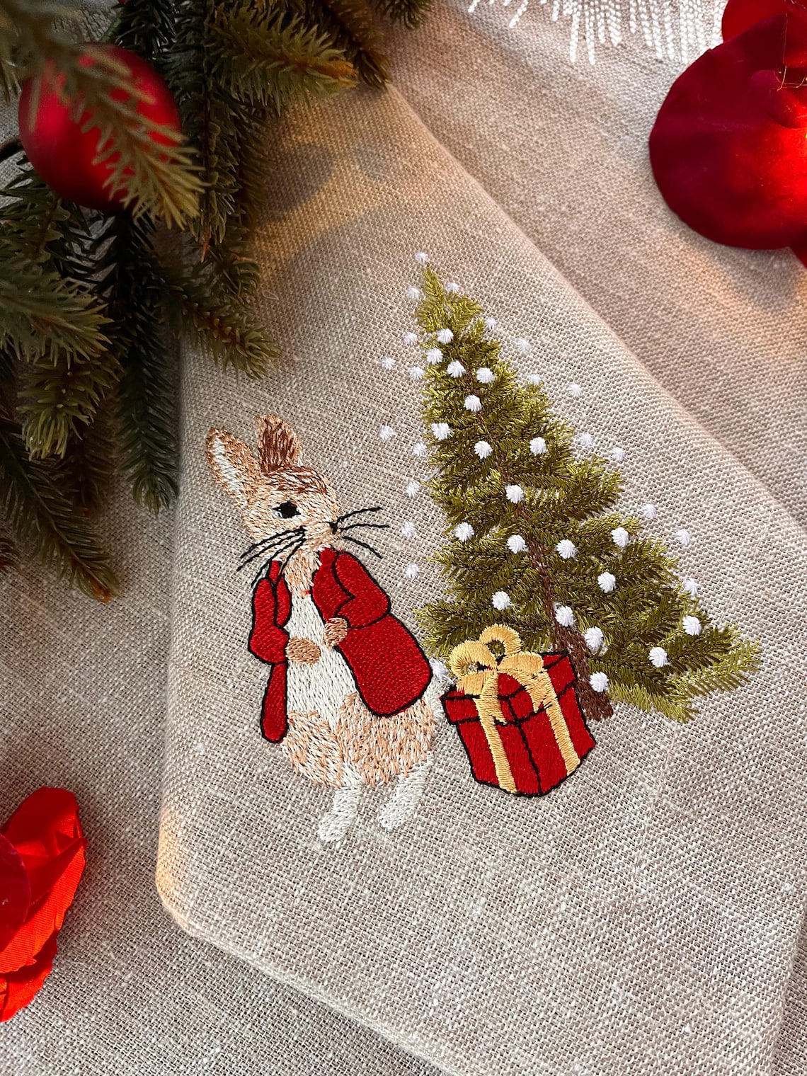Enchanting Peter Rabbit Embroidered Linen Napkin for a Magical ...