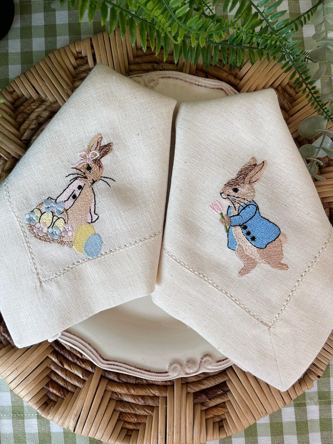Peter Rabbit Easter Napkins - Embroidered Linen Napkins -easter ...