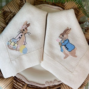 Peter Rabbit Easter Napkins - Embroidered Linen Napkins -easter ...