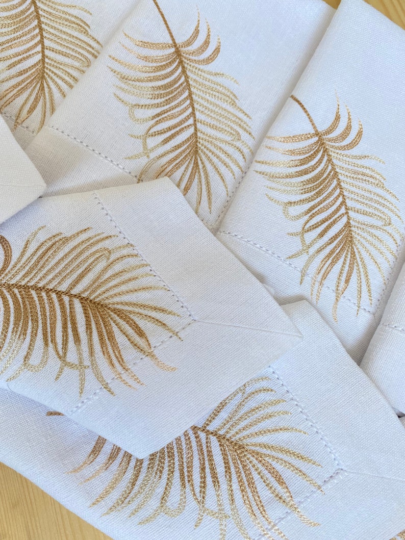Palm Leaf Linen Napkins | Dinner Napkins | Party Napkins | Tropical ...