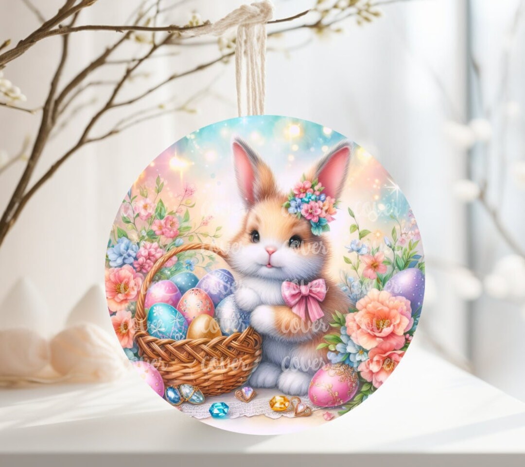 PNG Digital File Bunny Easter Design, Round Design Great for ...