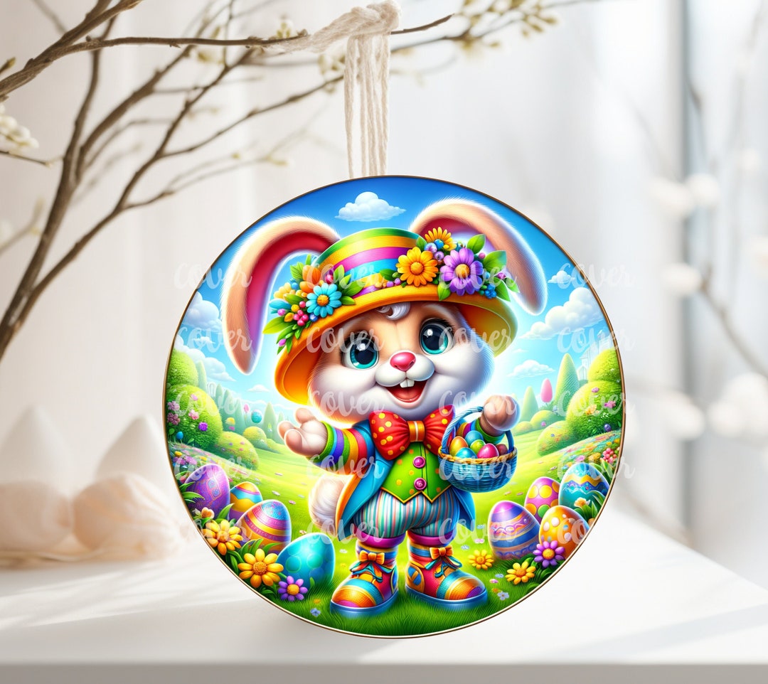 PNG Digital File Bunny Easter Design, Round Design Great for ...
