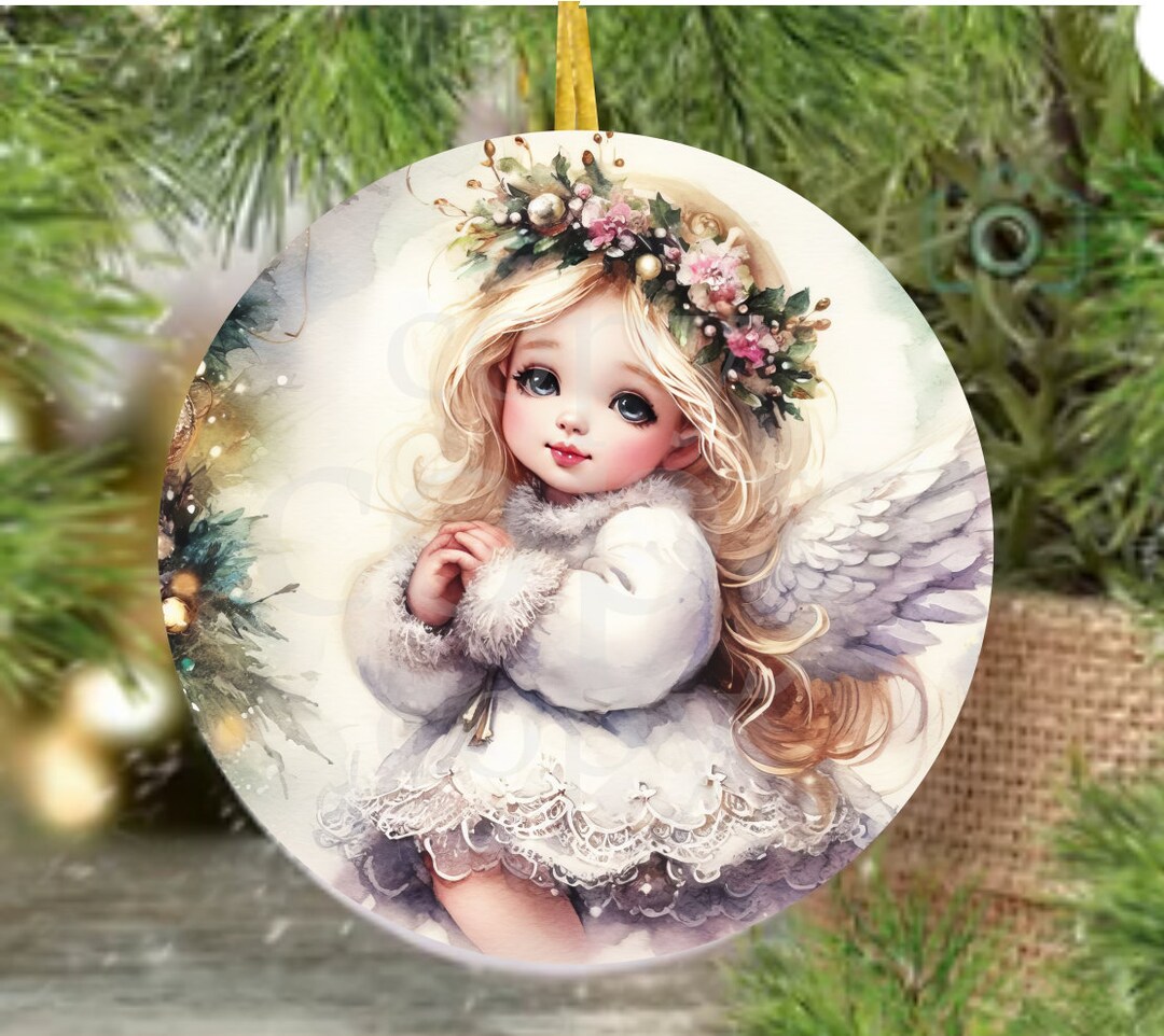 PNG Digital File Christmas Angels, Round Design Great for Sublimation ...