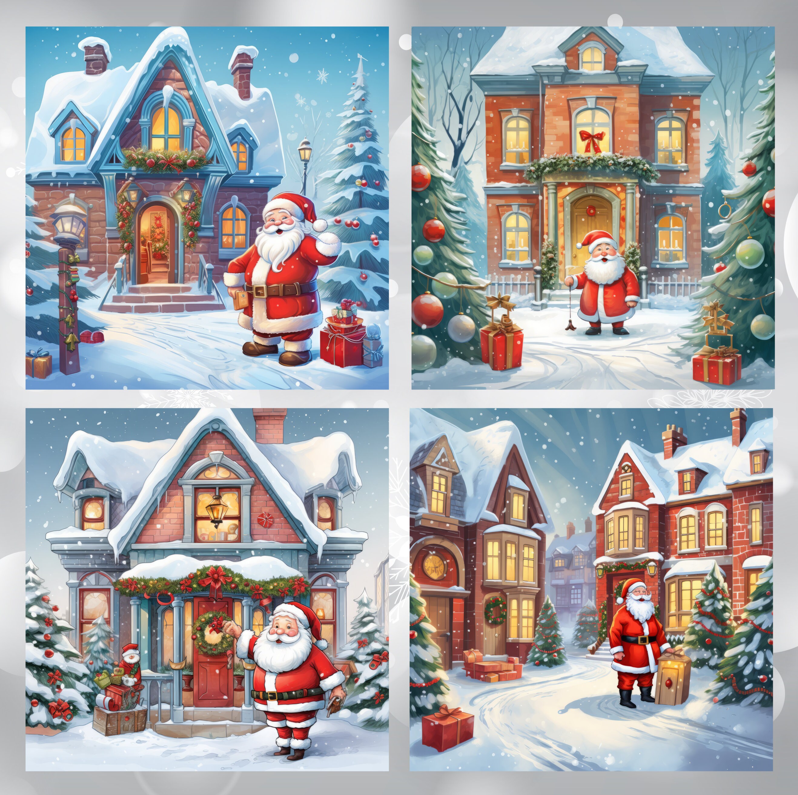 4 Designs, PNG Digital File 3D Effect Santa Round Design Great for ...