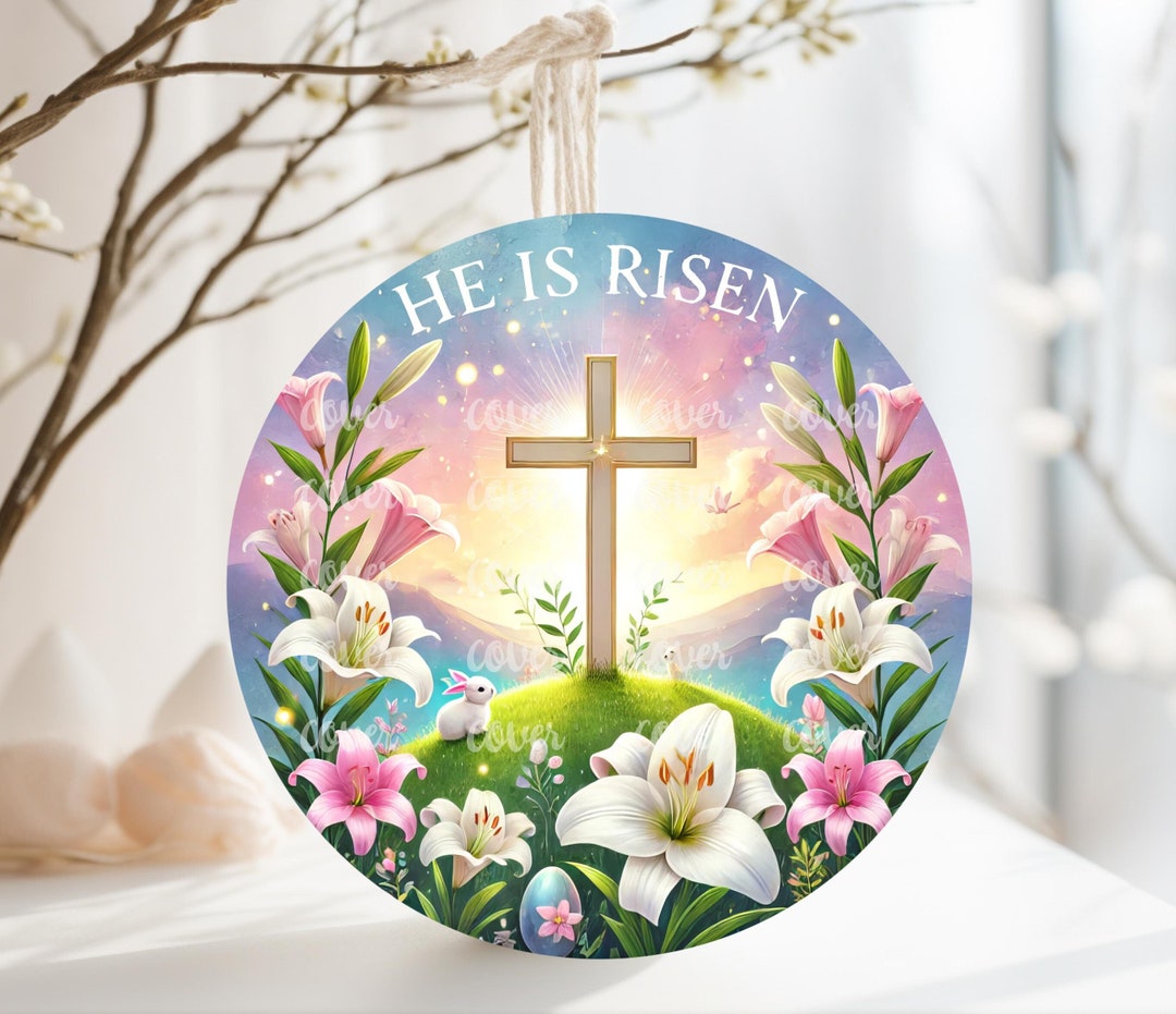 PNG Digital File Happy Easter Cross Design, Round Design Great for ...